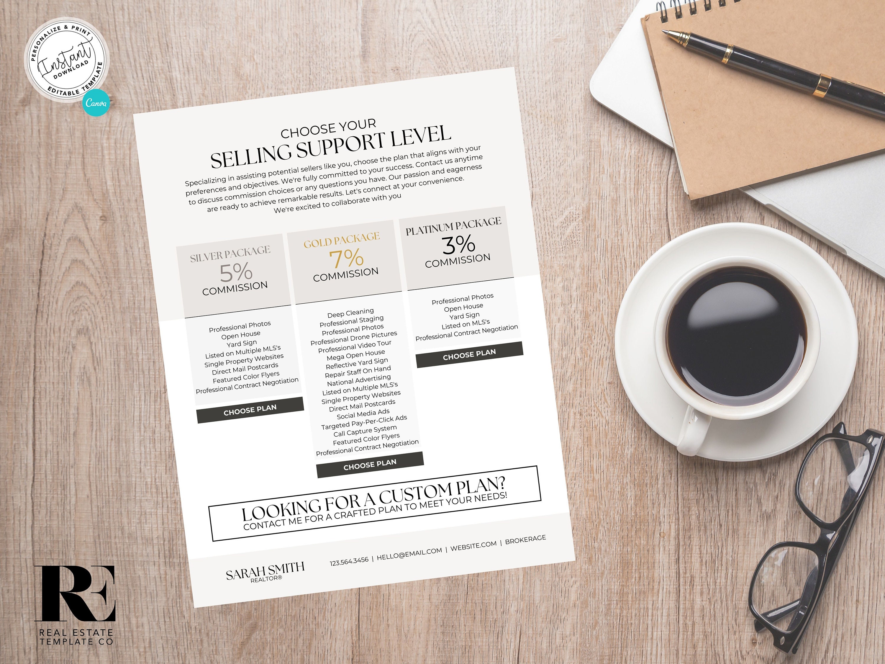 Real Estate Commission Sheet Template, Real Estate Marketing, Listing ...