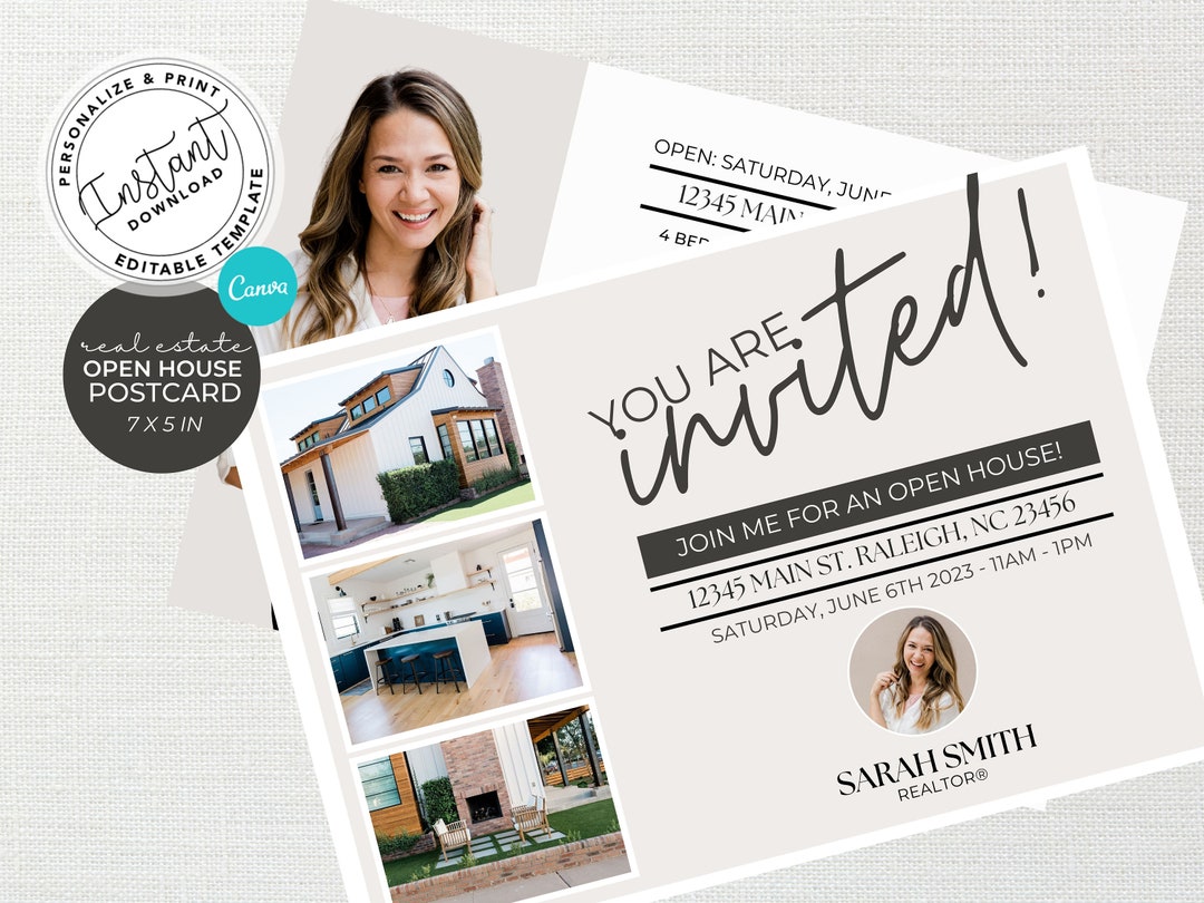 Open House Invite, Real Estate Marketing, Canva Template, Open House ...