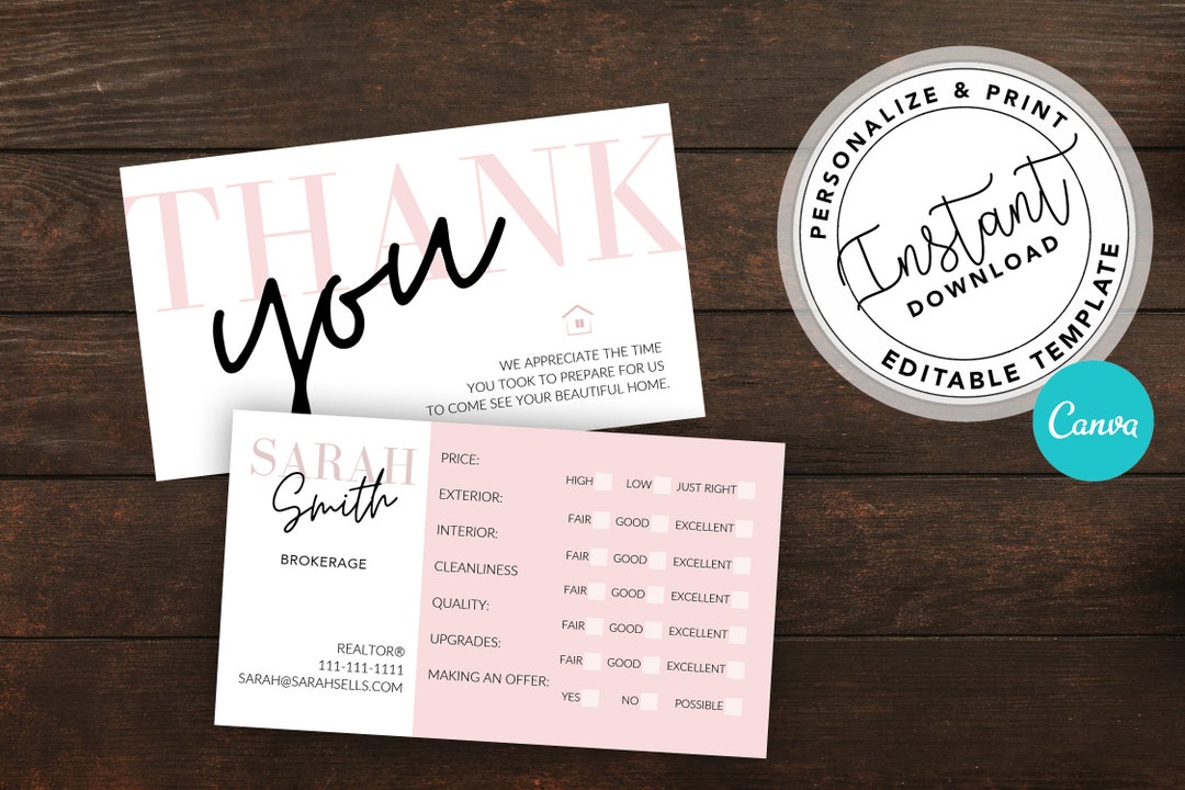 Realtor Business Card, Showing Feedback, Real Estate Business Card ...