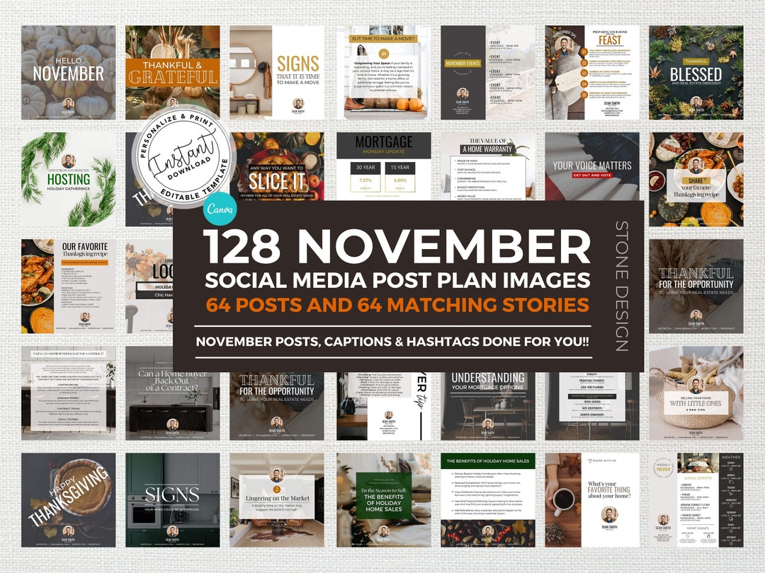 November Real Estate Posts With Captions, Real Estate Marketing, Canva ...