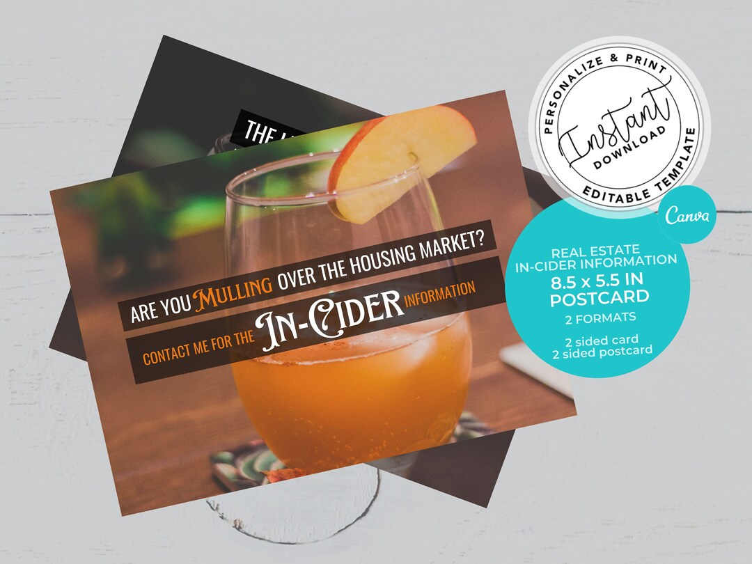 Real Estate Fall Postcard, Real Estate Marketing, Cider Postcard, Fall ...
