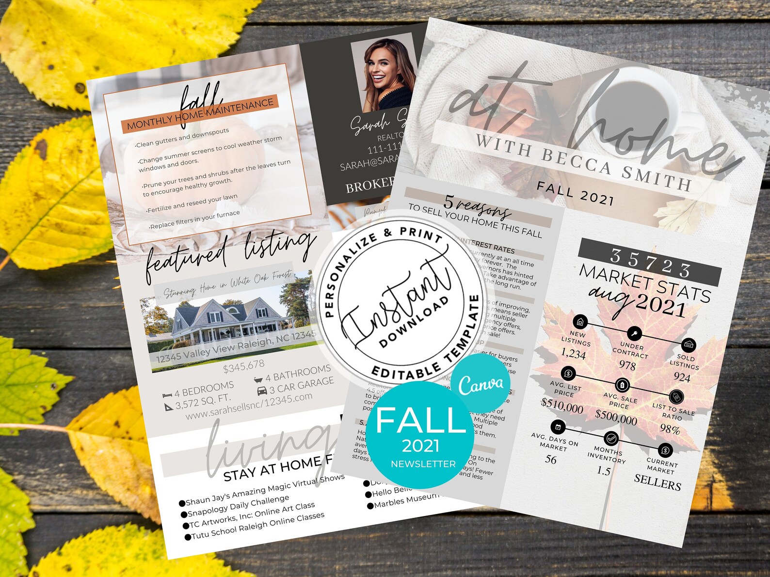Fall Newsletter for Agents Real Estate Marketing Real Estate - Etsy