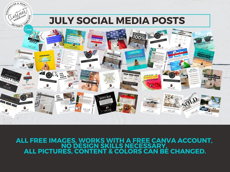 Real Estate July Social Media Posts Real Estate Marketing - Etsy