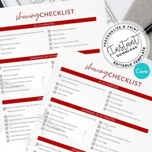 Red Home Showing Checklist, Real Estate Marketing, Open House Prep ...