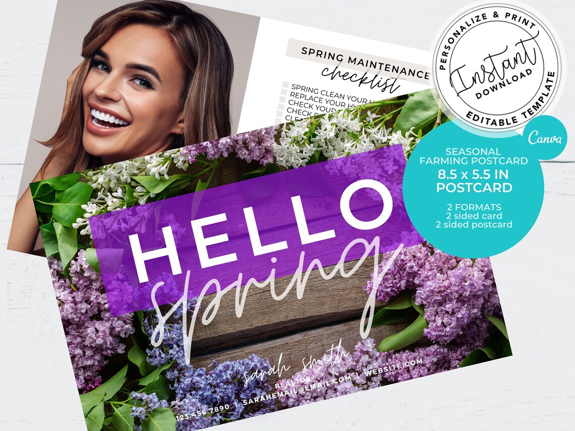Real Estate Hello Spring Postcard Real Estate Marketing - Etsy