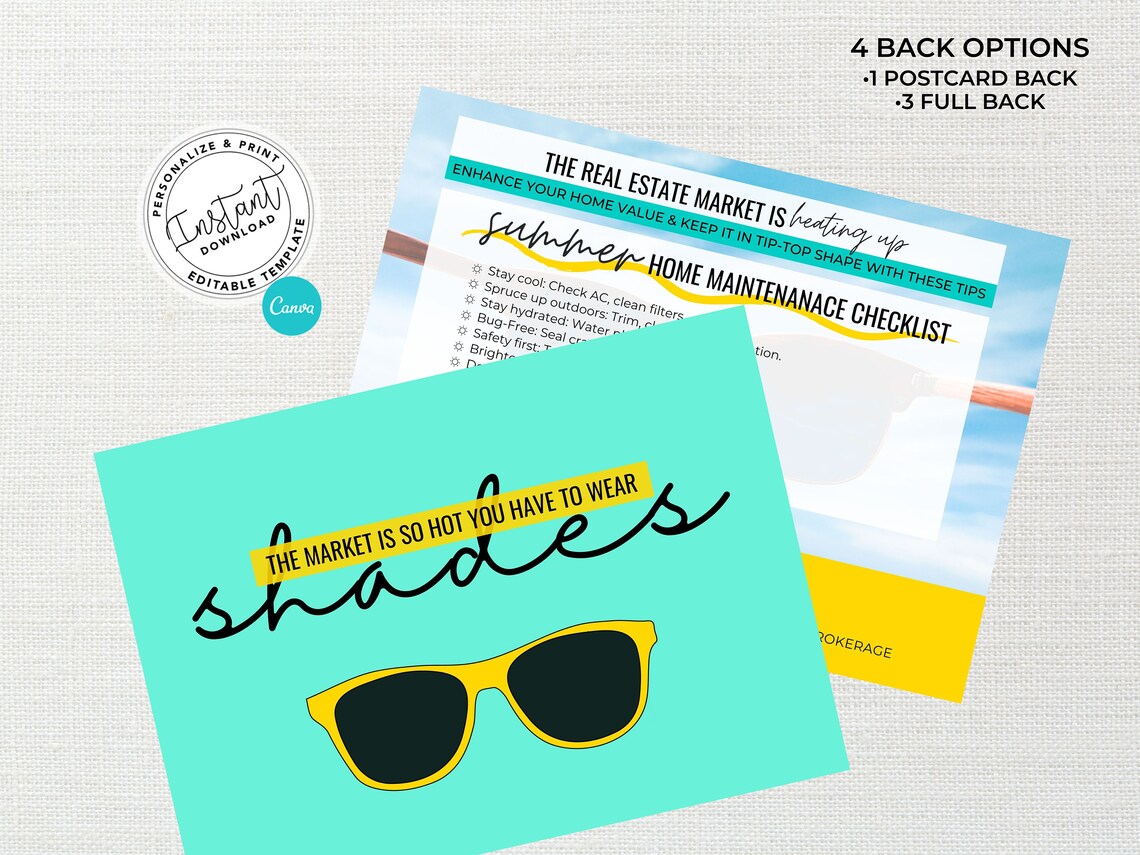 Real Estate Hello Summer Postcard, Real Estate Marketing, Agent Summer ...