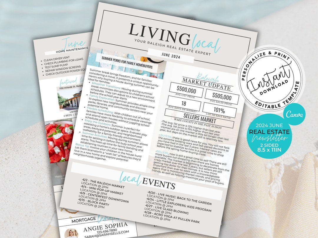June 24 Real Estate Newsletter Template, Real Estate Marketing, Agent ...