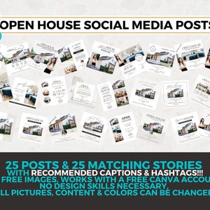 Real estate Social Media Template, 25 Open House Agent Instagram Posts ...