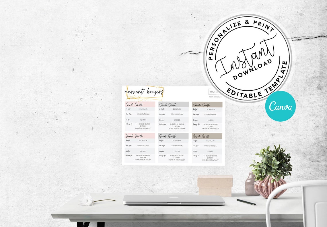 Real Estate Agent Home Buyer BoardHome Buyer InfoBuyer | Etsy