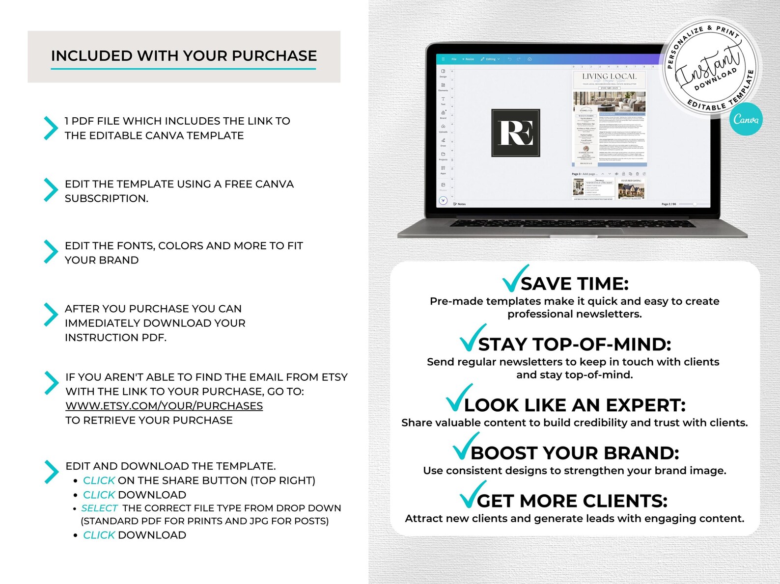 2025 Real Estate Newsletter Bundle, Full Year Newsletter Bundle, Canva ...