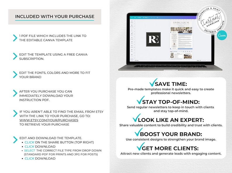 2025 Real Estate Newsletter Bundle, Full Year Newsletter Bundle, Canva ...