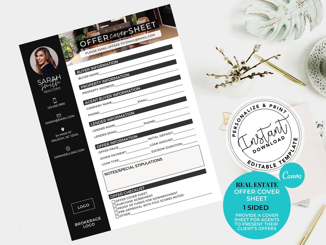 Real Estate Template, Real Estate Offer Cover Sheet, Real Estate ...