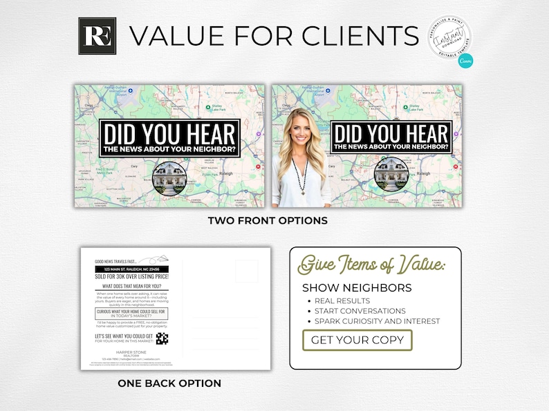 Real Estate Postcard Canva Template: Home Value Realtor Marketing ...