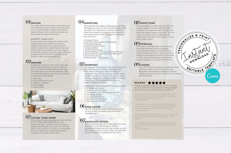 Pre-Listing Presentation Real Estate Marketing Listing Real | Etsy