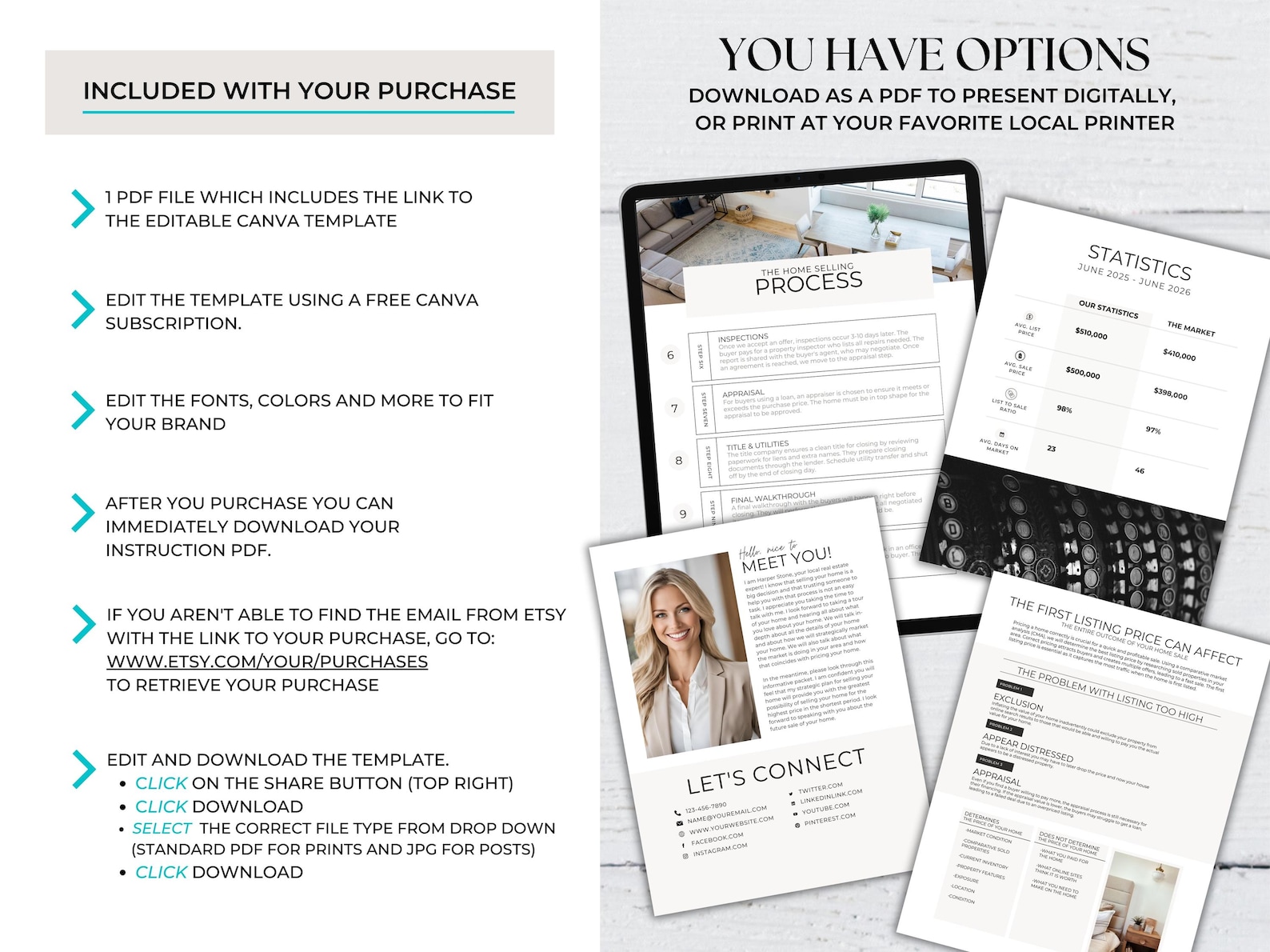 Pre-listing Packet, Modern Agent Guide, Canva Template, Real Estate ...