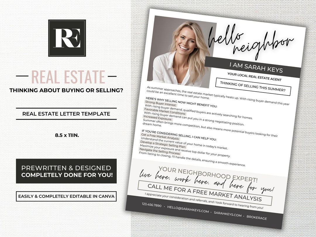 Real Estate Prospecting Flyer: Hello Neighbor Letter (canva Template ...