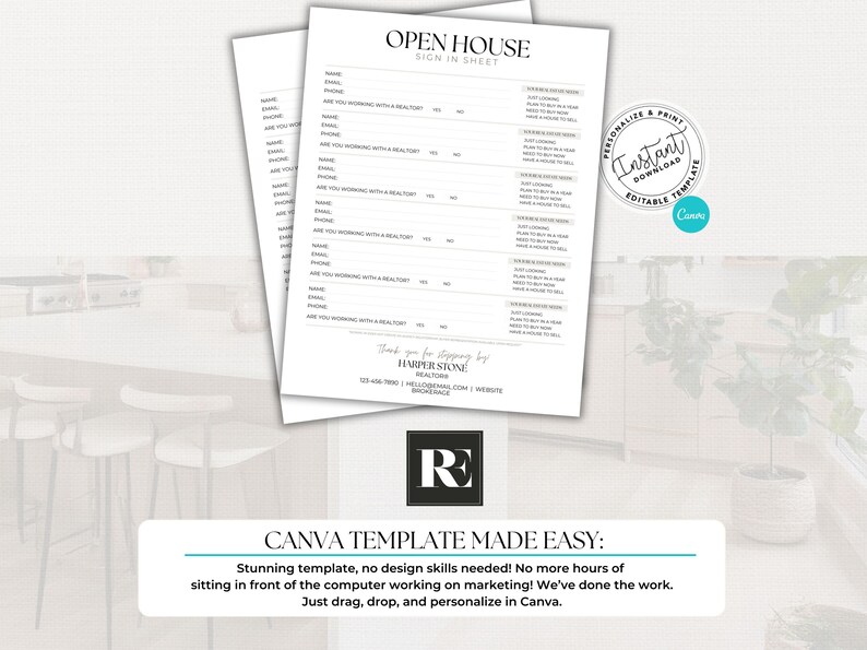 Open House Sign in Sheet Canva Template, Real Estate Open House Form ...