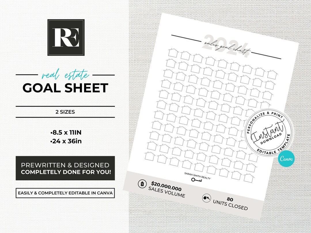Gold Real Estate Goal Tracker, Real Estate Marketing, Realtor Goal ...