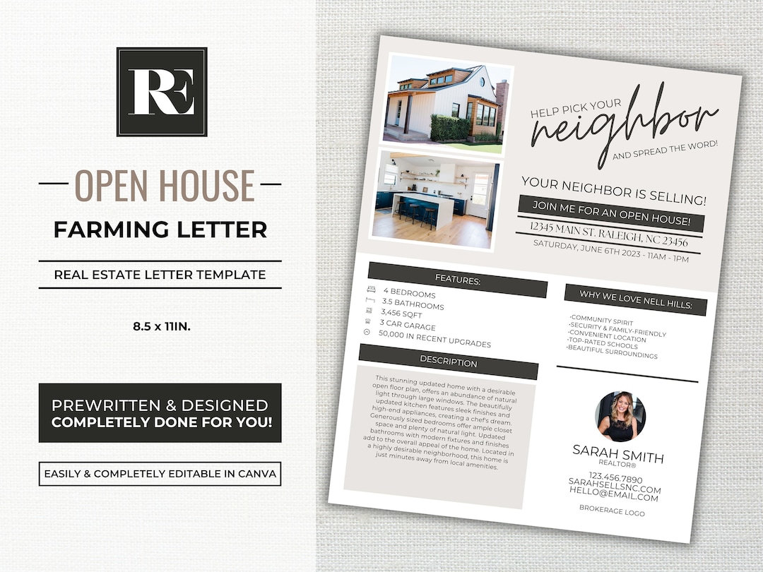 Open House Flyer, Listing Flyer, Open House Invite, Farming Letter ...