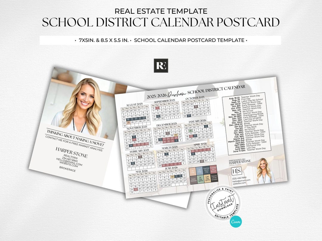 Customizable Real Estate School Calendar Postcard, Canva Template, Real ...