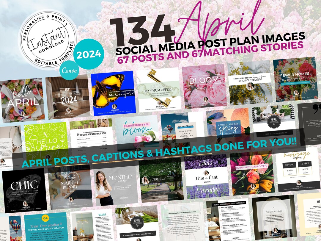 April Real Estate Social Media Templates: Realtor Marketing (canva) - Etsy