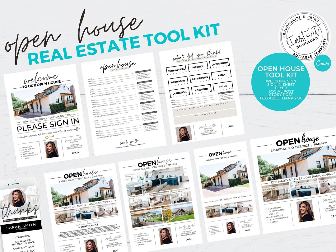 Real Estate Marketing, Open House Bundle, Real Estate Template, Canva ...