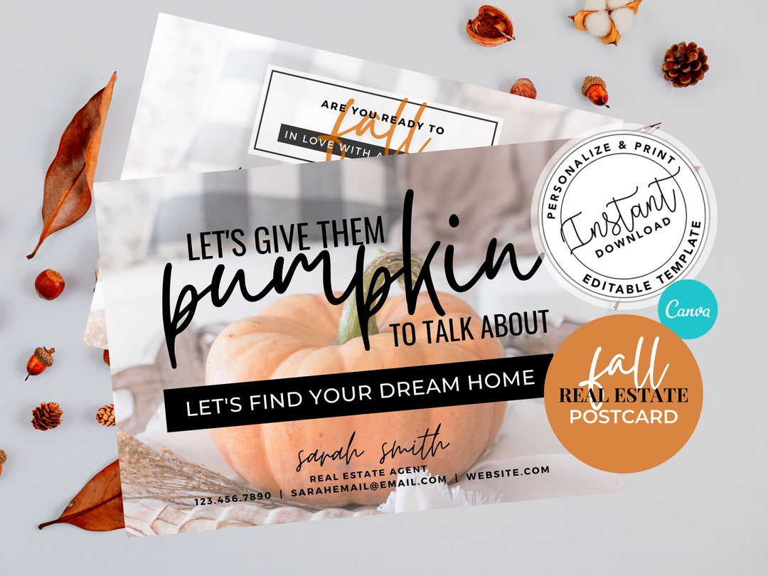 Real Estate Fall Postcard | Real Estate Marketing | Pumpkin Spice Real ...