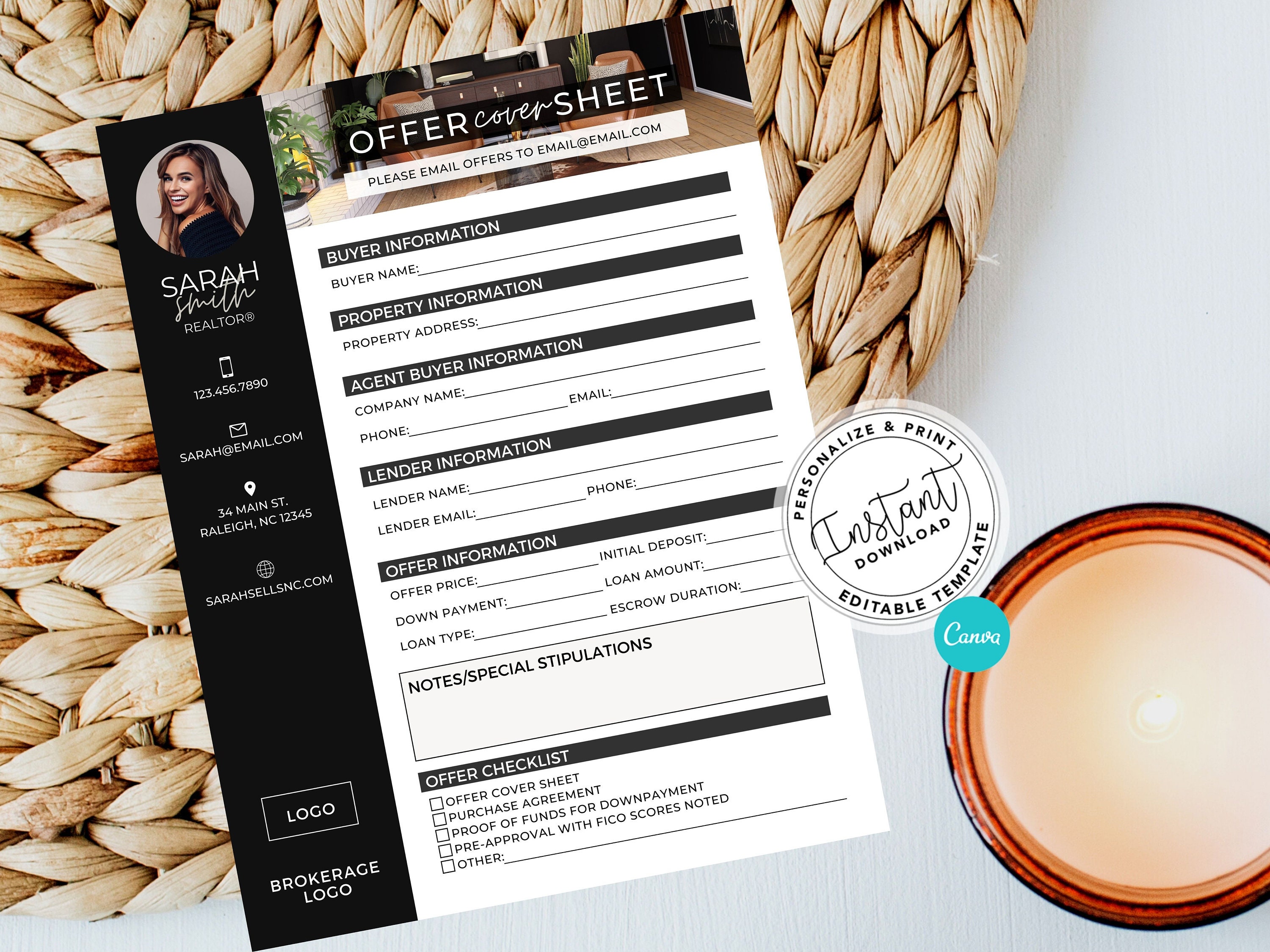 Real Estate Template Real Estate Offer Cover Sheet Real - Etsy