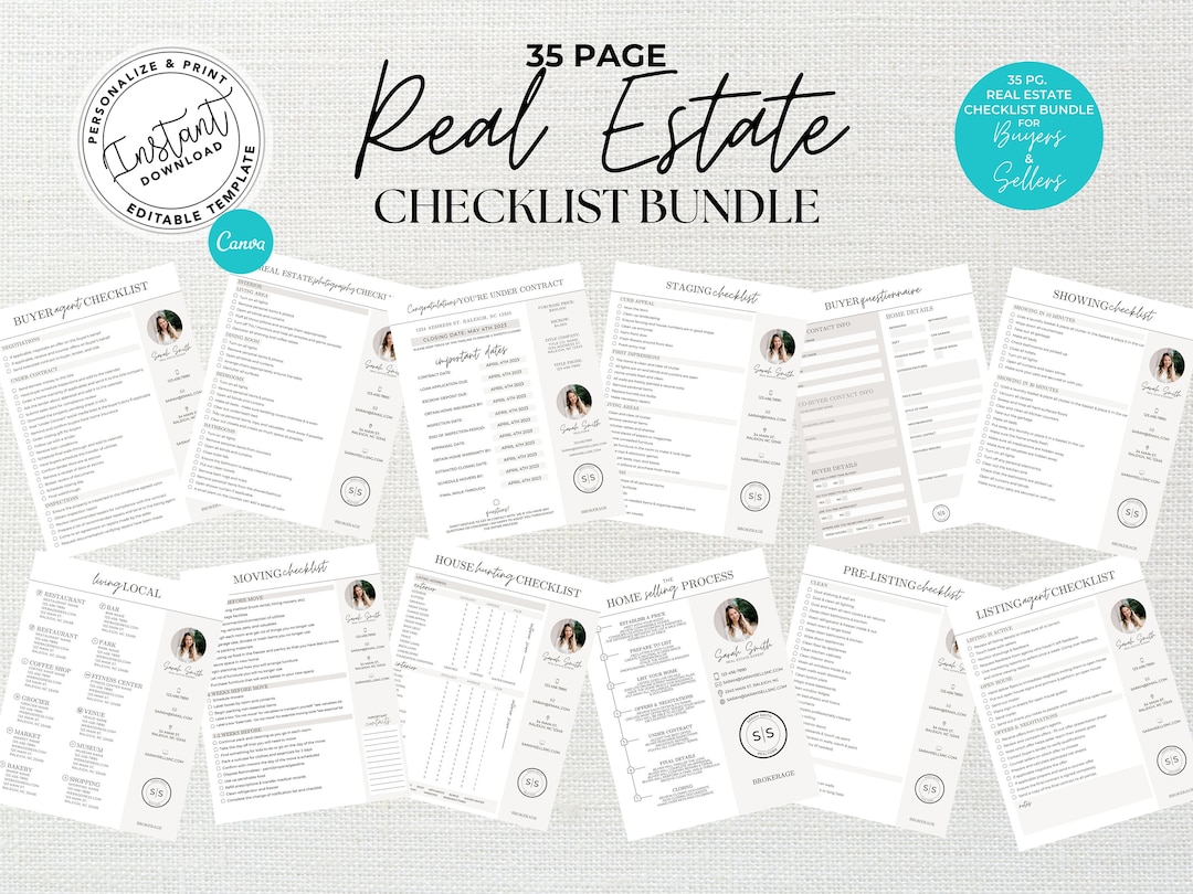 Real Estate Checklist Bundle, Home Seller and Buyer Checklist, Real ...