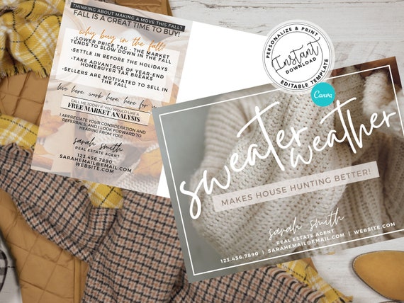 Real Estate Template Fall Real Estate Postcard Realtor Fall - Etsy
