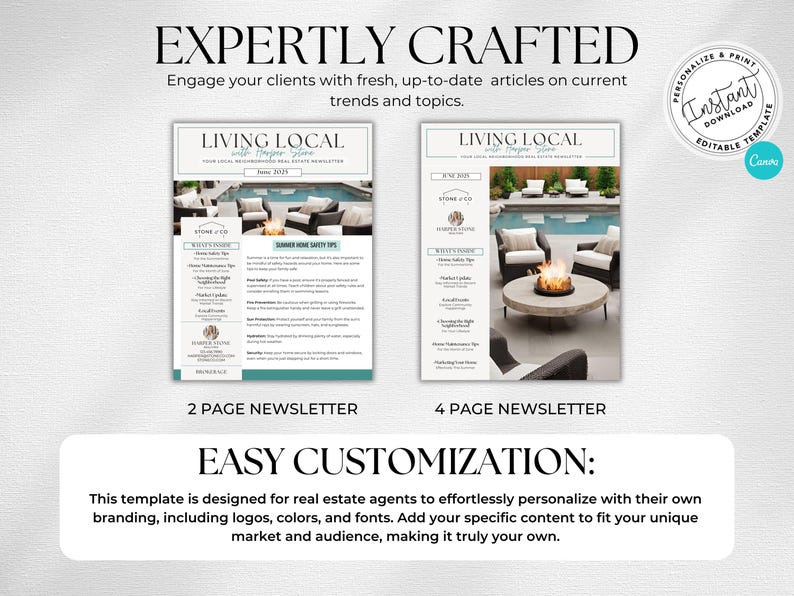 Real Estate Newsletter Template: June Marketing, Canva Editable ...