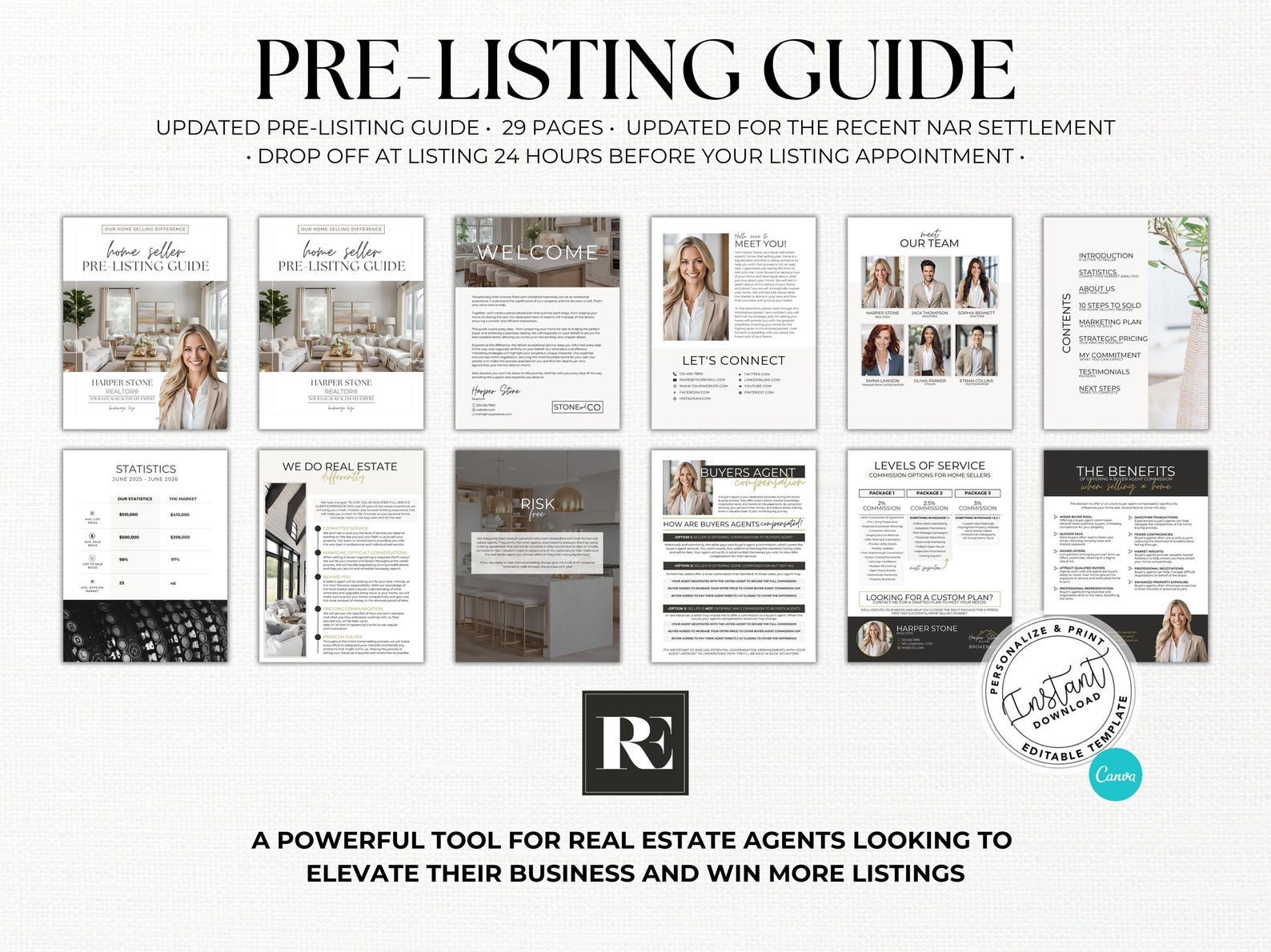 Pre-listing Packet, Modern Agent Guide, Canva Template, Real Estate ...
