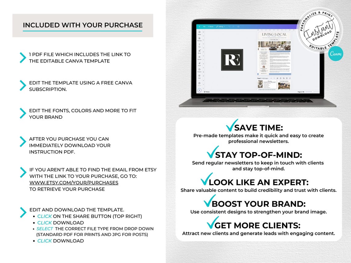 2025 Real Estate Newsletter Template Bundle Canva Templates Bundle Year ...