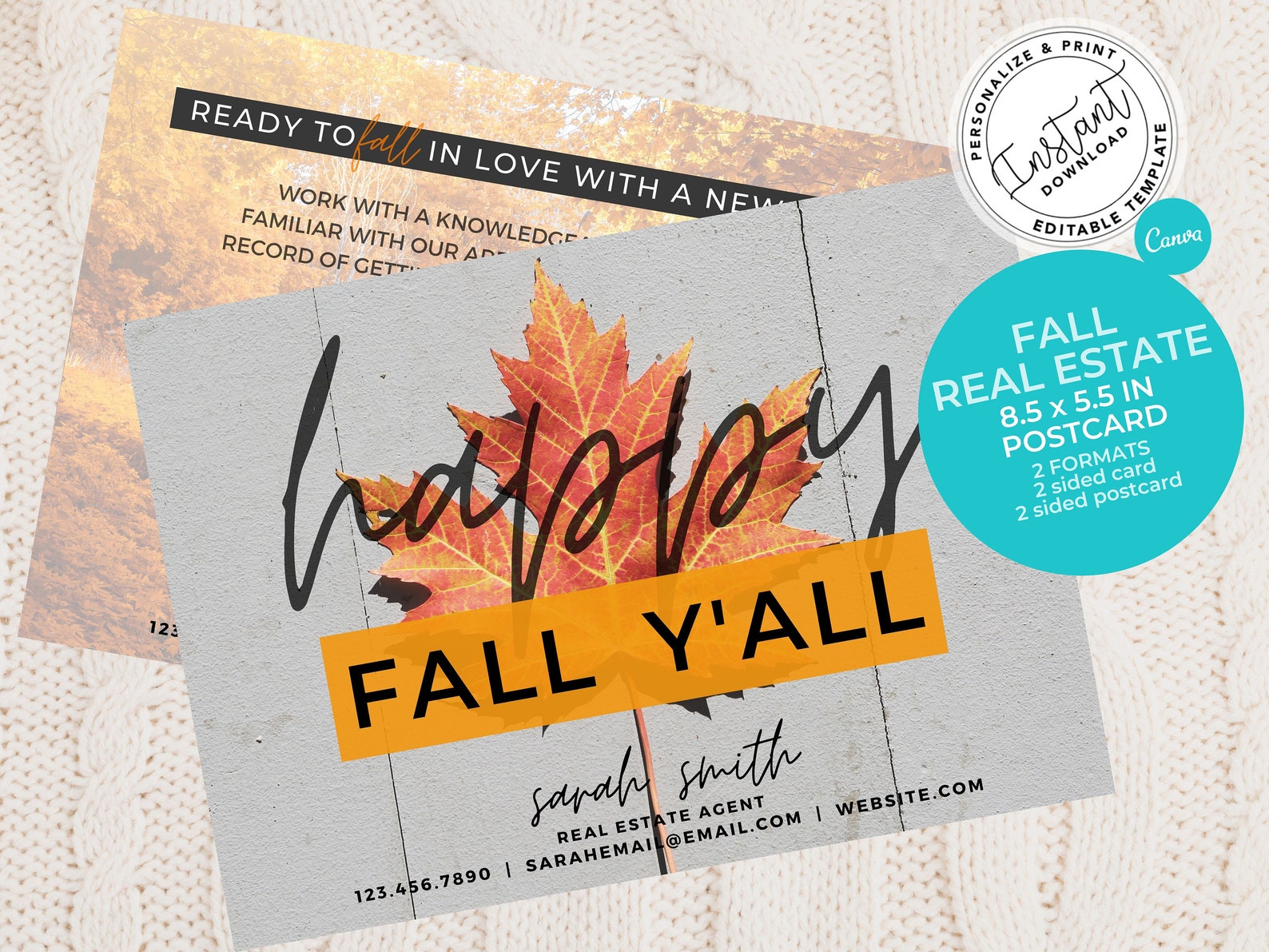 Real Estate Fall Postcard Real Estate Marketing Autumn - Etsy