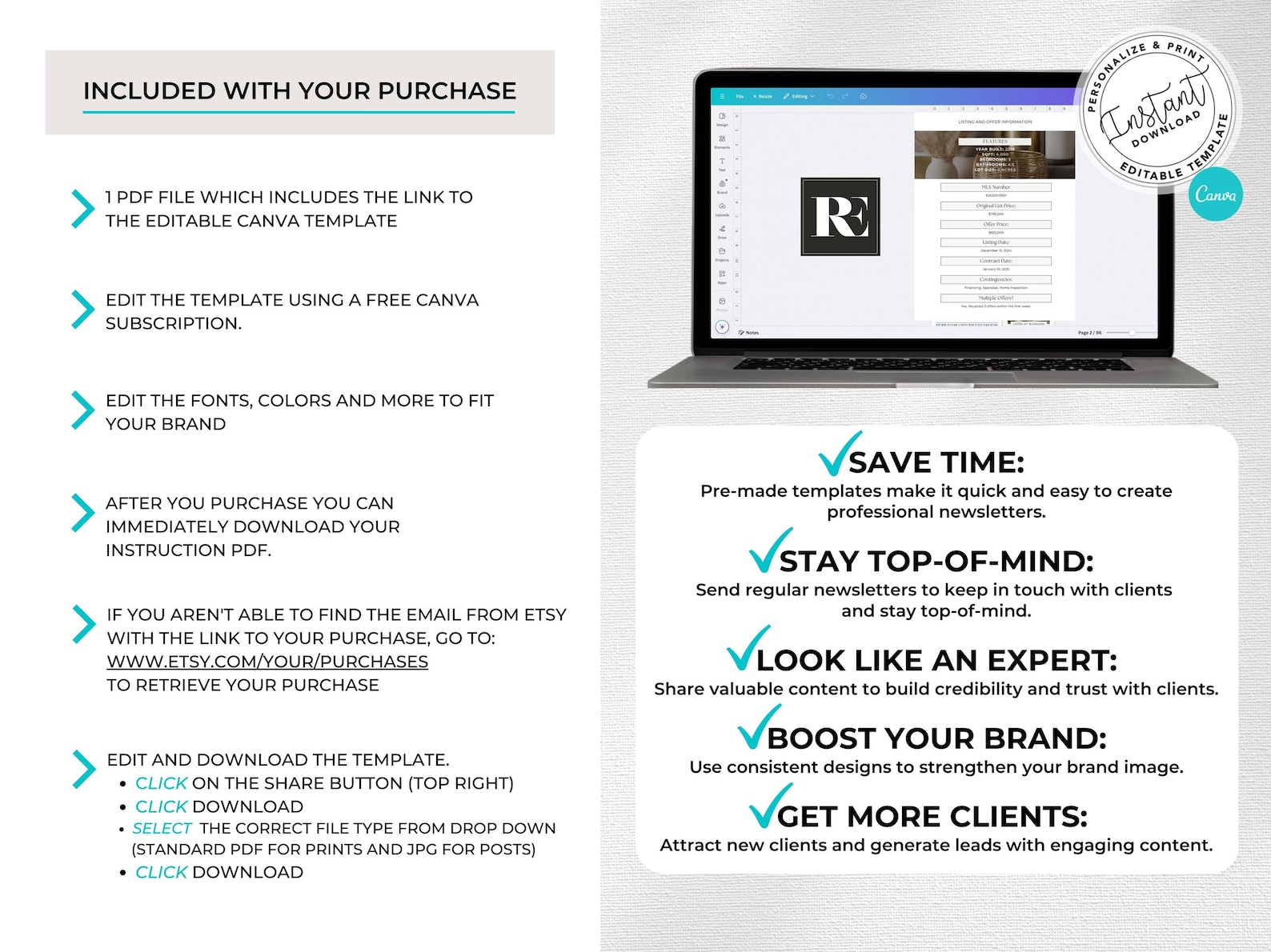 Appraisal Packet Template, CMA Canva Template, Real Estate Marketing ...