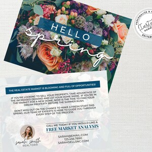 Real Estate Hello Spring Postcard, Real Estate Marketing, Agent Spring ...