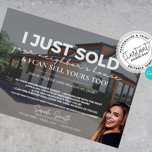 Real Estate Postcards, Sold Your Neighbors House Card, Agent Farming ...