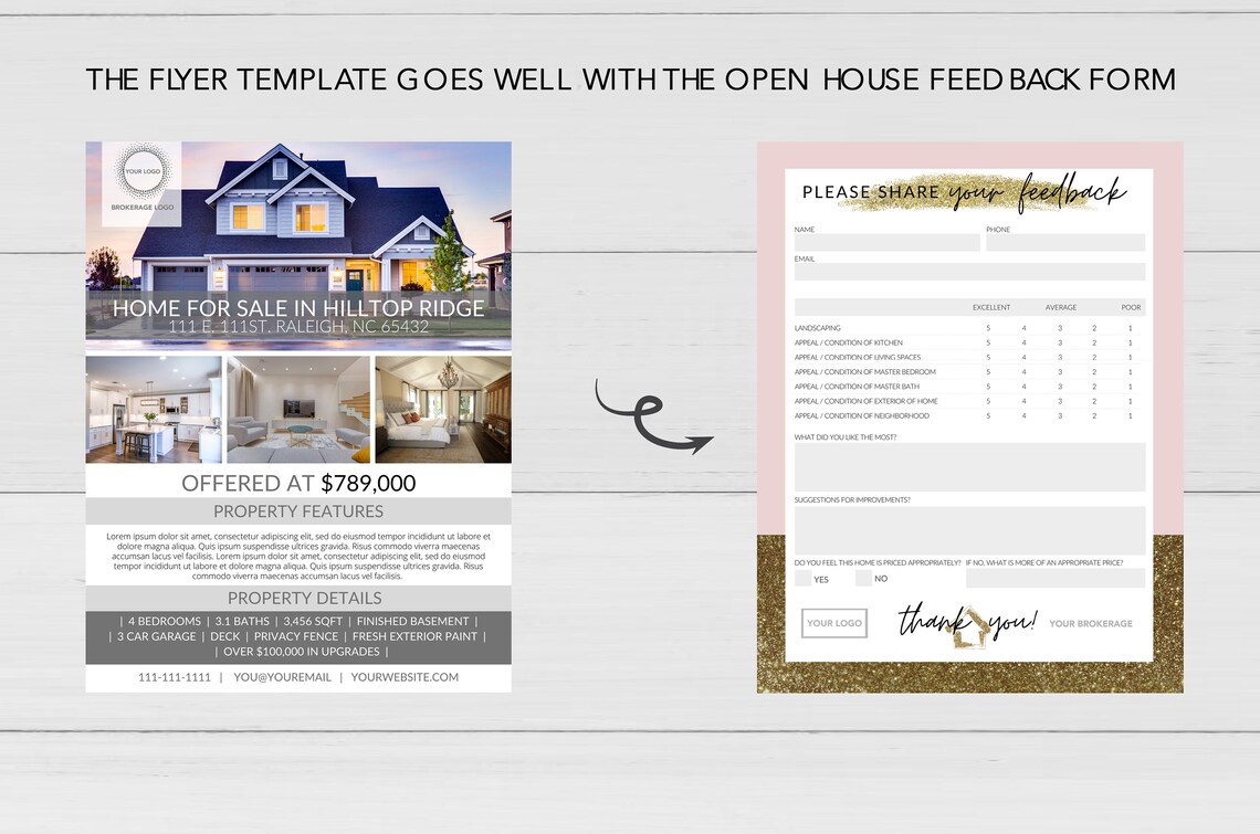 Real Estate Home Feature Sheet Flyer Template, Real Estate Marketing ...
