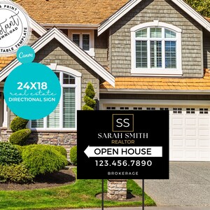 Real Estate Yard Sign, Open House Pointer, Real Estate Marketing, Canva ...