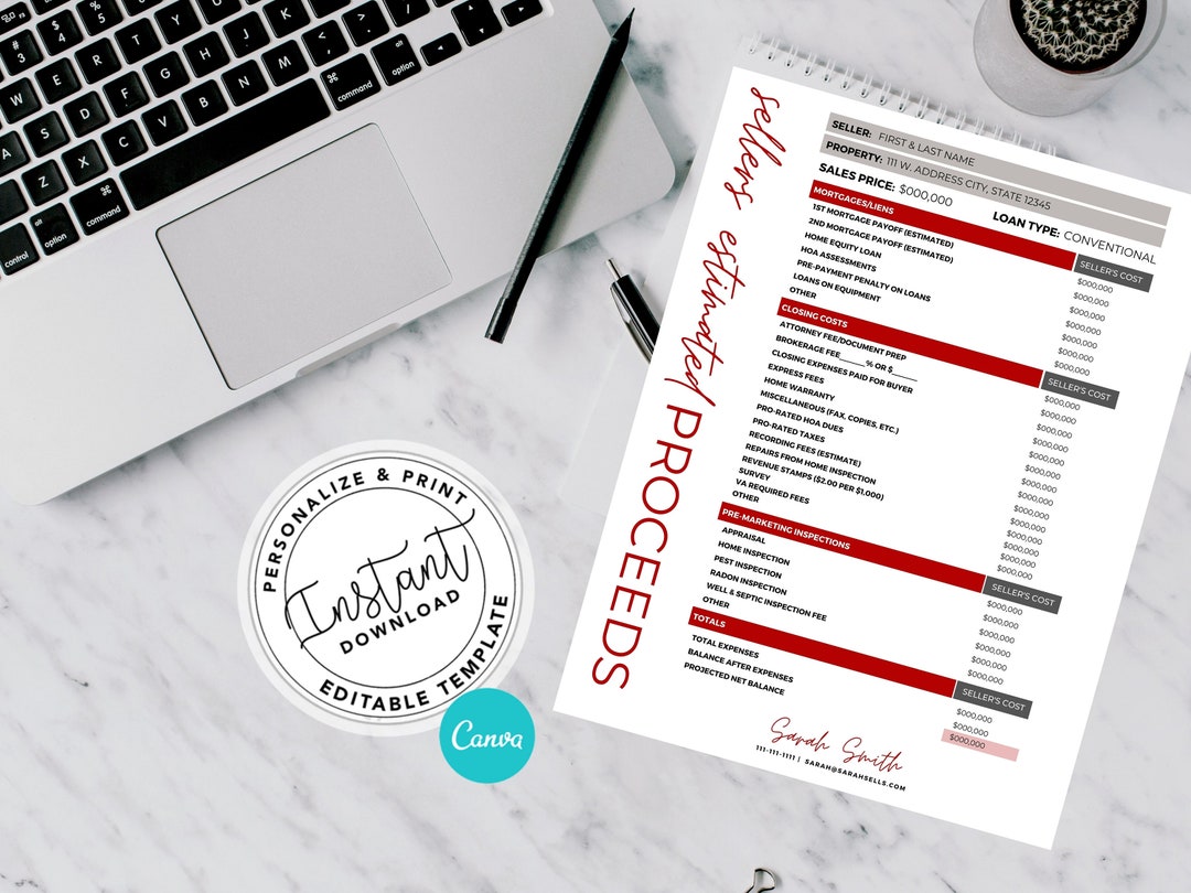 Real Estate Sellers Estimated Net Proceeds Sheet, Home Seller Net Sheet ...