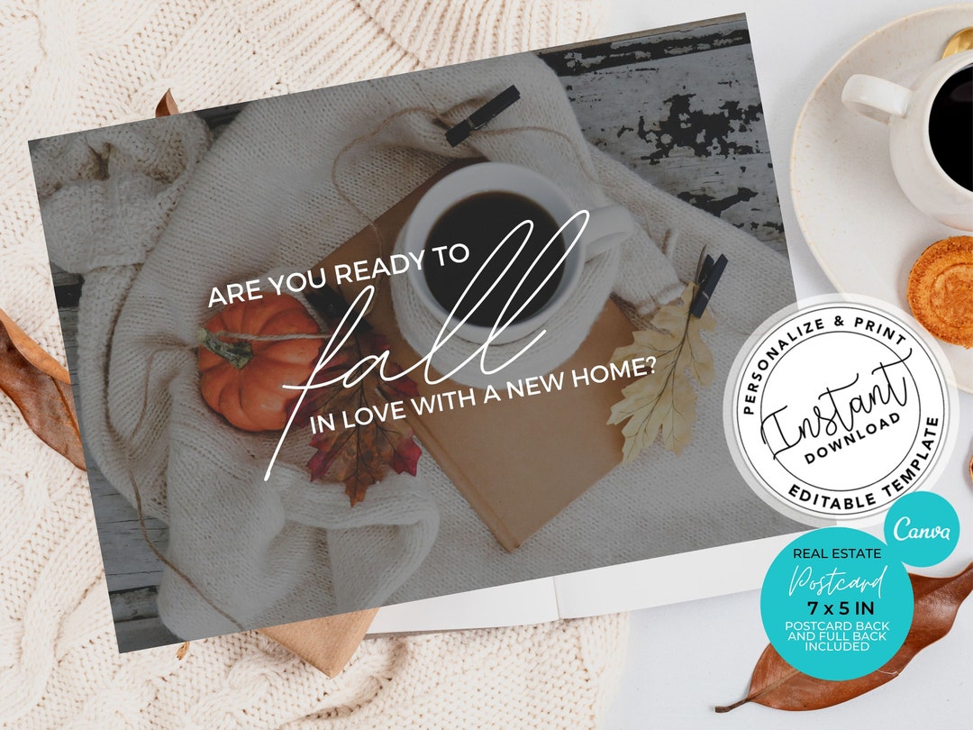 Real Estate Fall Postcard, Real Estate Marketing, Autumn Mailer, Fall ...
