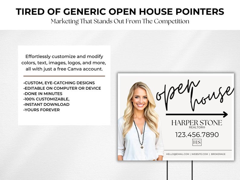 Customizable Open House Sign Template: Real Estate Pointer (canva PDF ...