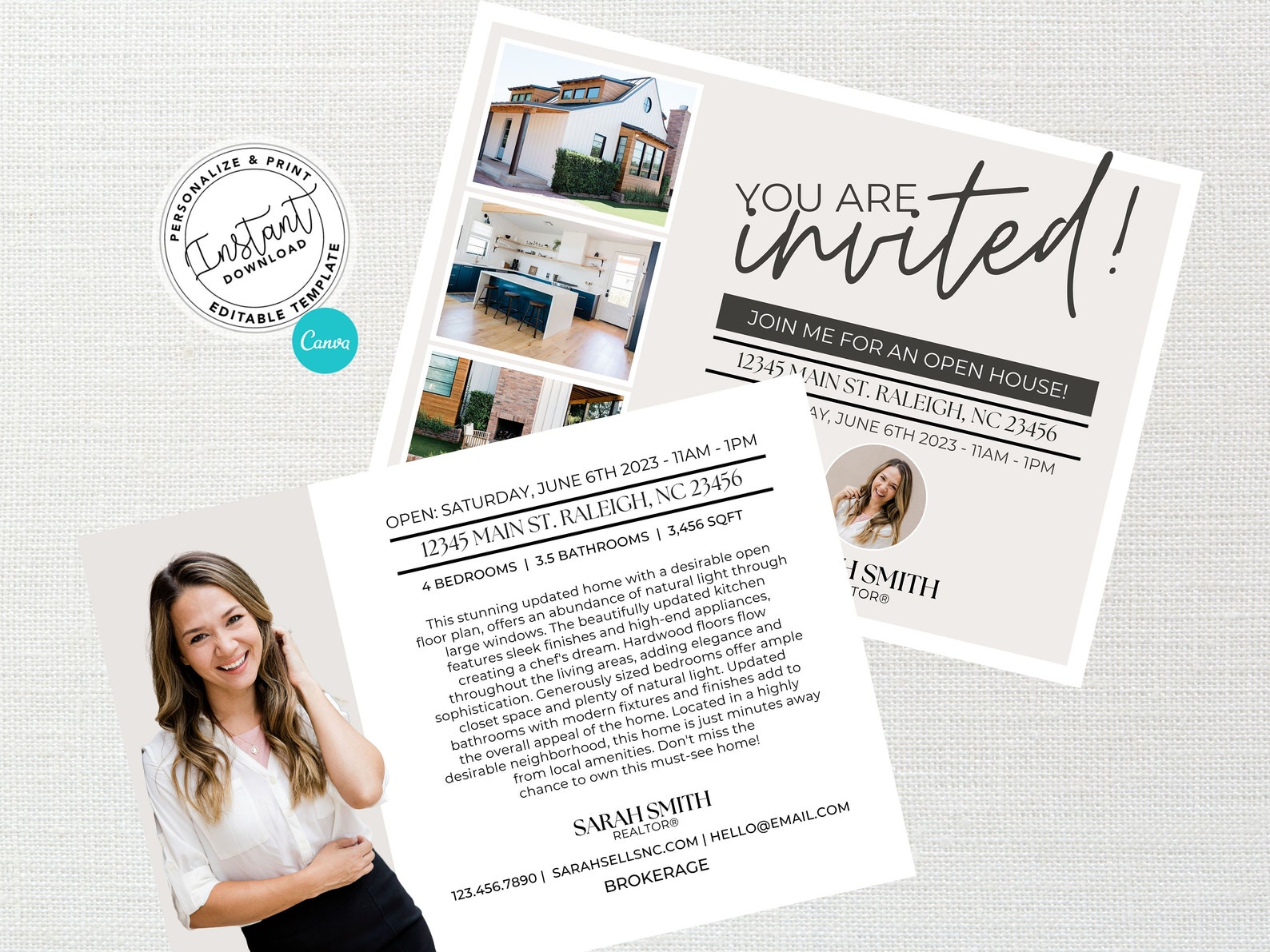Open House Invite, Real Estate Marketing, Canva Template, Open House ...