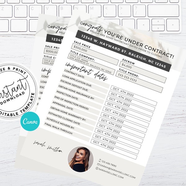Critical Date Checklist Real Estate - Etsy