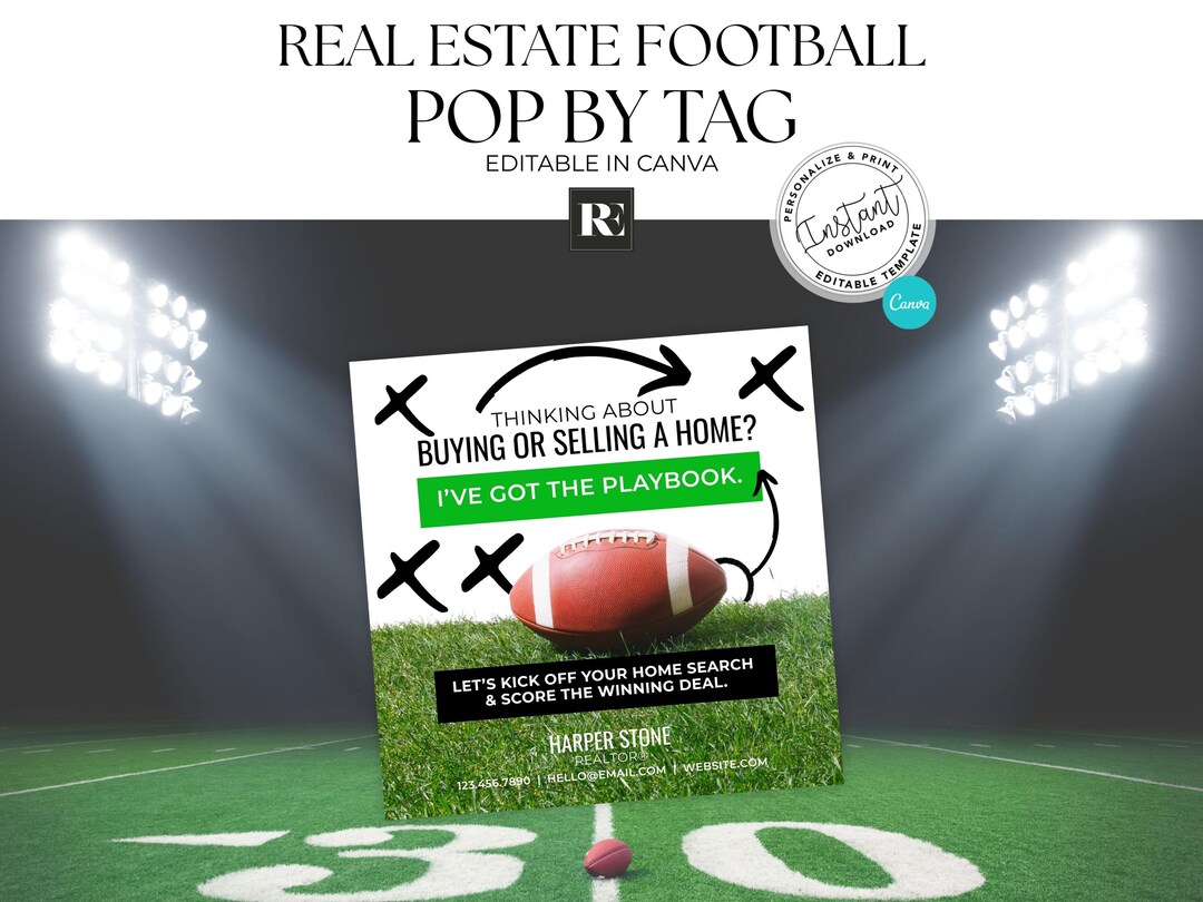Football Real Estate Pop by Tag Canva Template, Realtor Marketing Fall ...