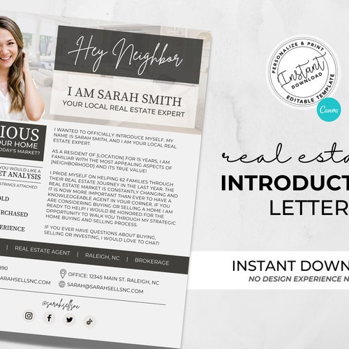 Real Estate Agent Introduction Letter New Real Estate Agent Etsy