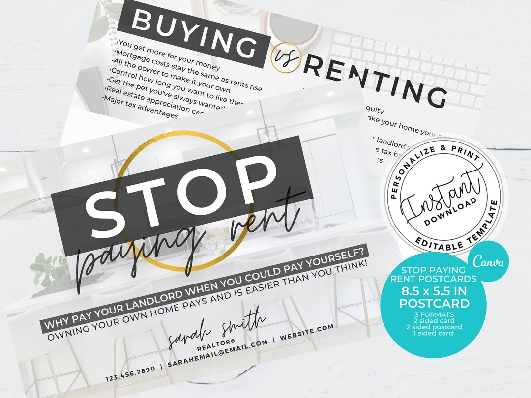 Real Estate Agent Postcard, Agent Hello Neighbor Card, Stop Paying Rent ...