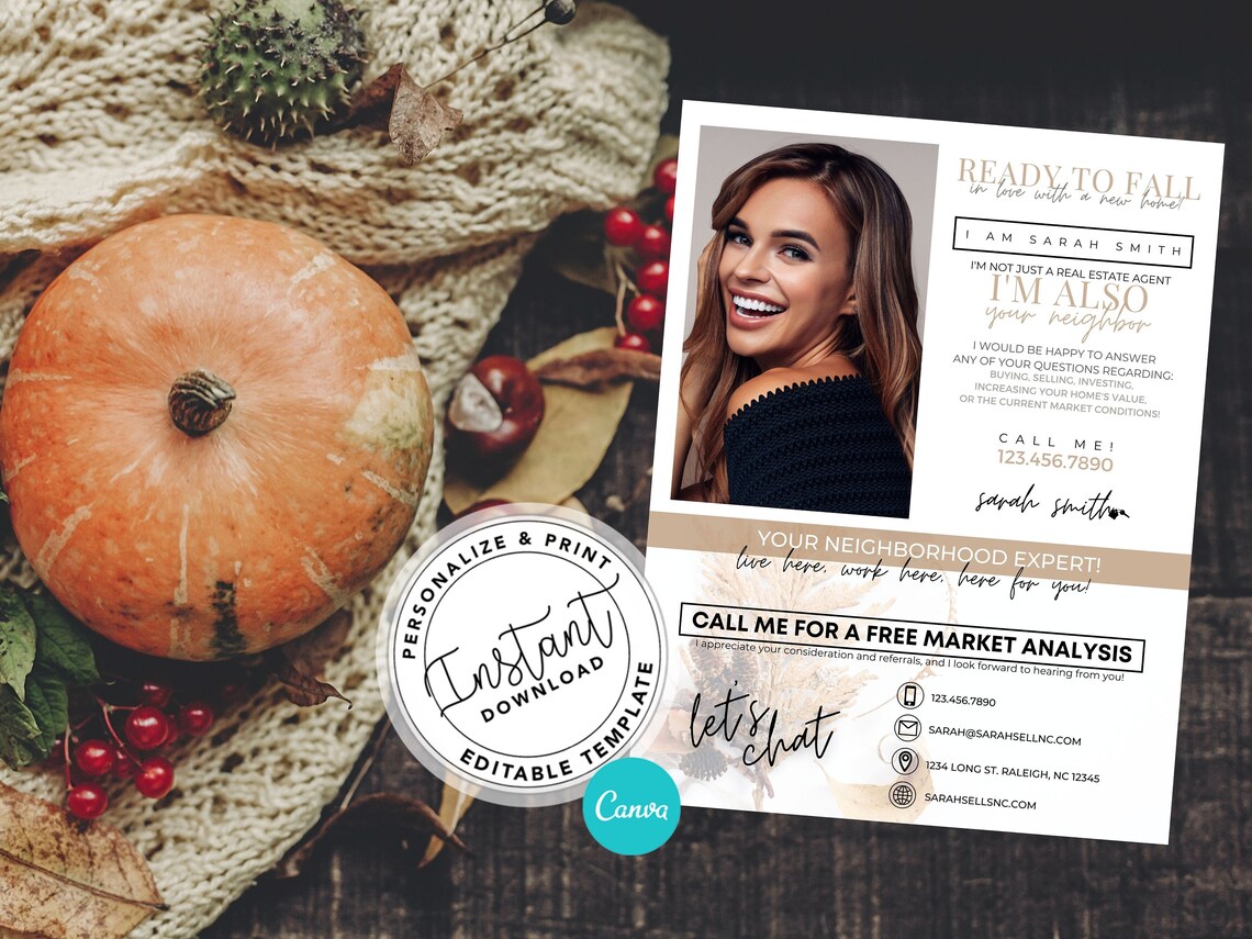 Fall Real Estate Letter Hello Neighbor Letter Farming | Etsy