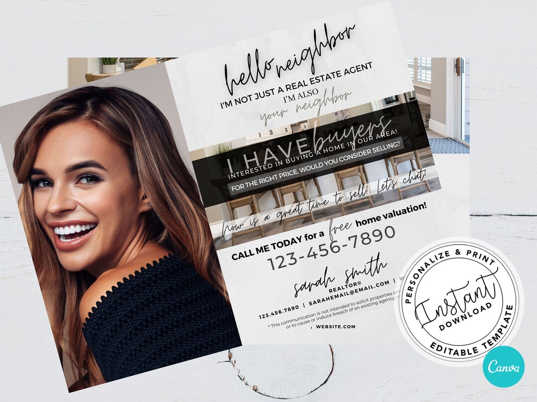 Real Estate Postcard, Hello Neighbor Card, I Have Buyers Card, Agent ...