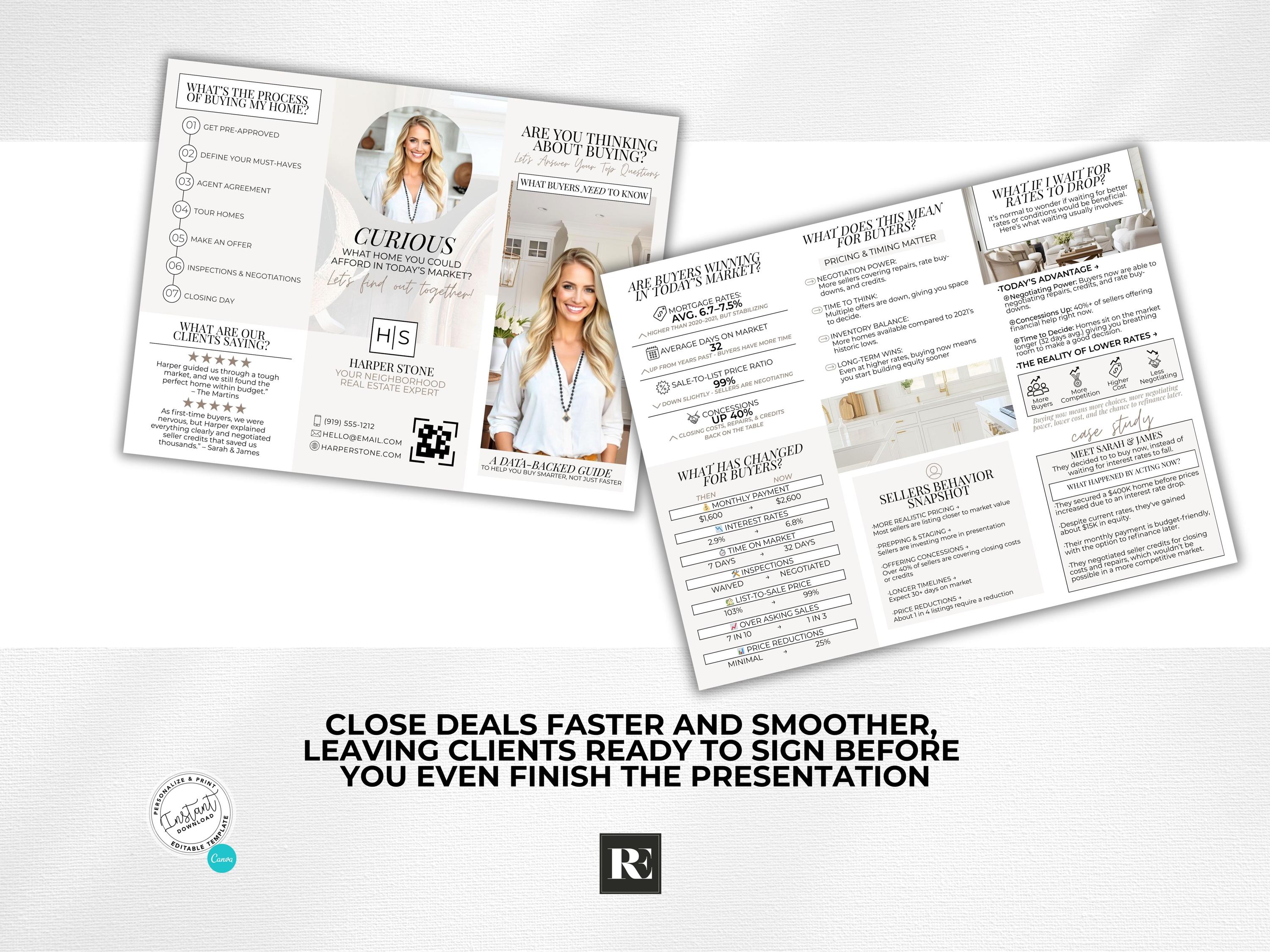 Real Estate Buyer Brochure Template Trifold Canva Marketing Guide ...